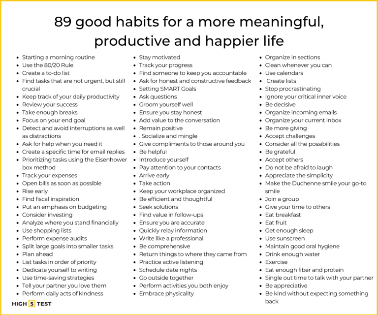 89 Good Habits for a More Productive, Meaningful & Happier Life